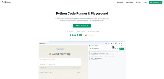 Cliprun: Python Code Runner & Playground: Reviews, Features, Pricing ...